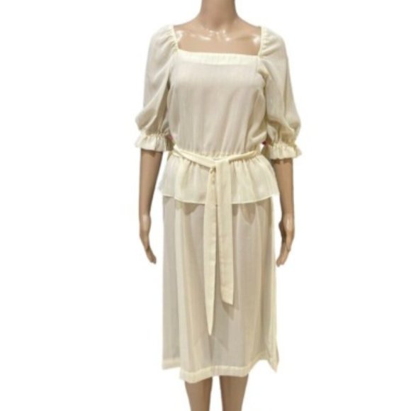 John Roberts | Dresses | Vintage John Roberts Ivory Lurex Sheer Peplum ...